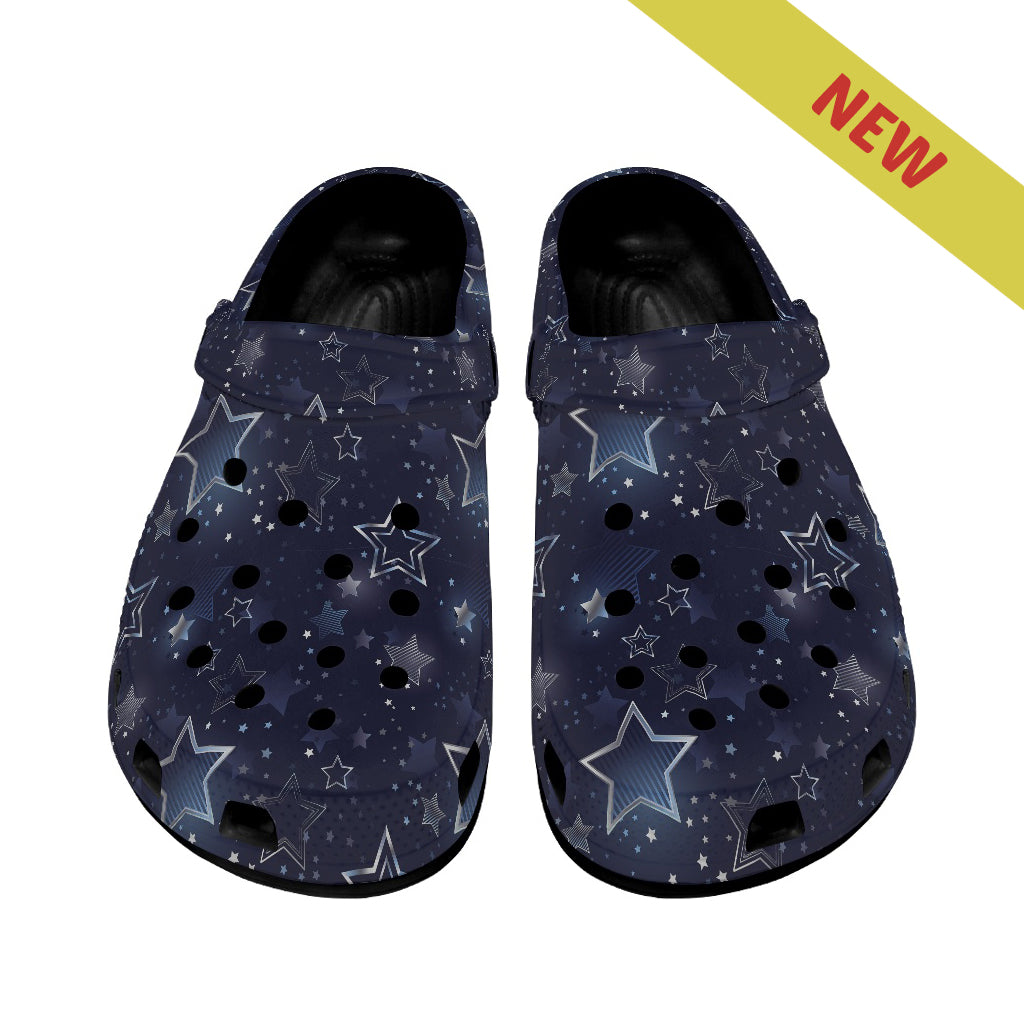 Silver Stars Women's Clogs Black Sole Vegan Leather | Sole Design Stud